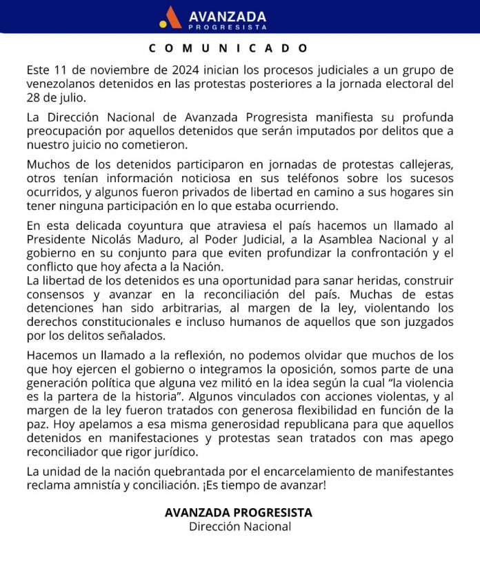 Avanzada Progresista insta a Maduro a evitar que se profundice la ...